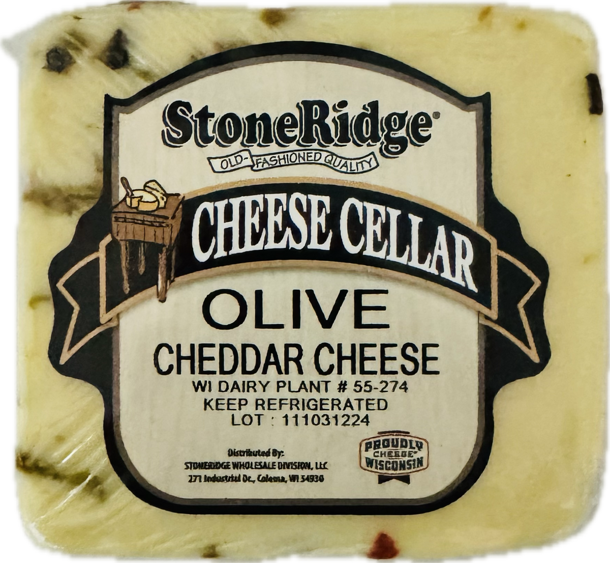 Olive Cheddar 8 oz Piece